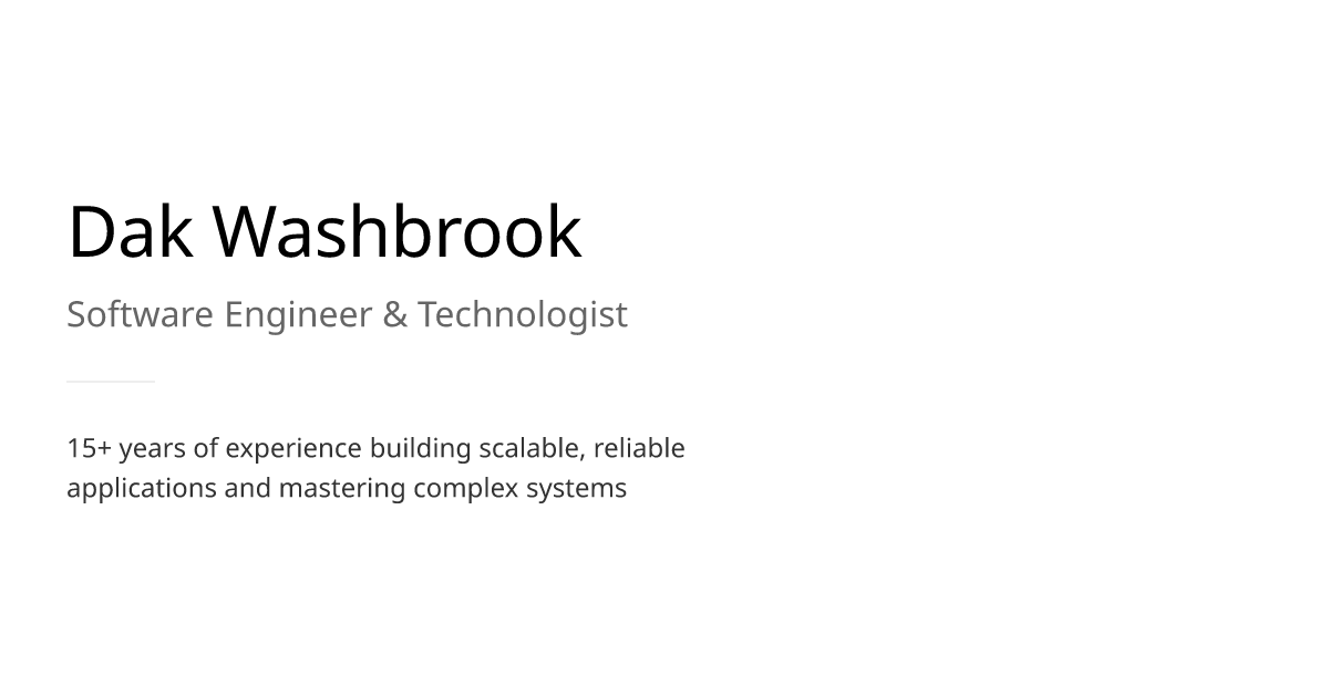 Dak Washbrook - Software Engineer